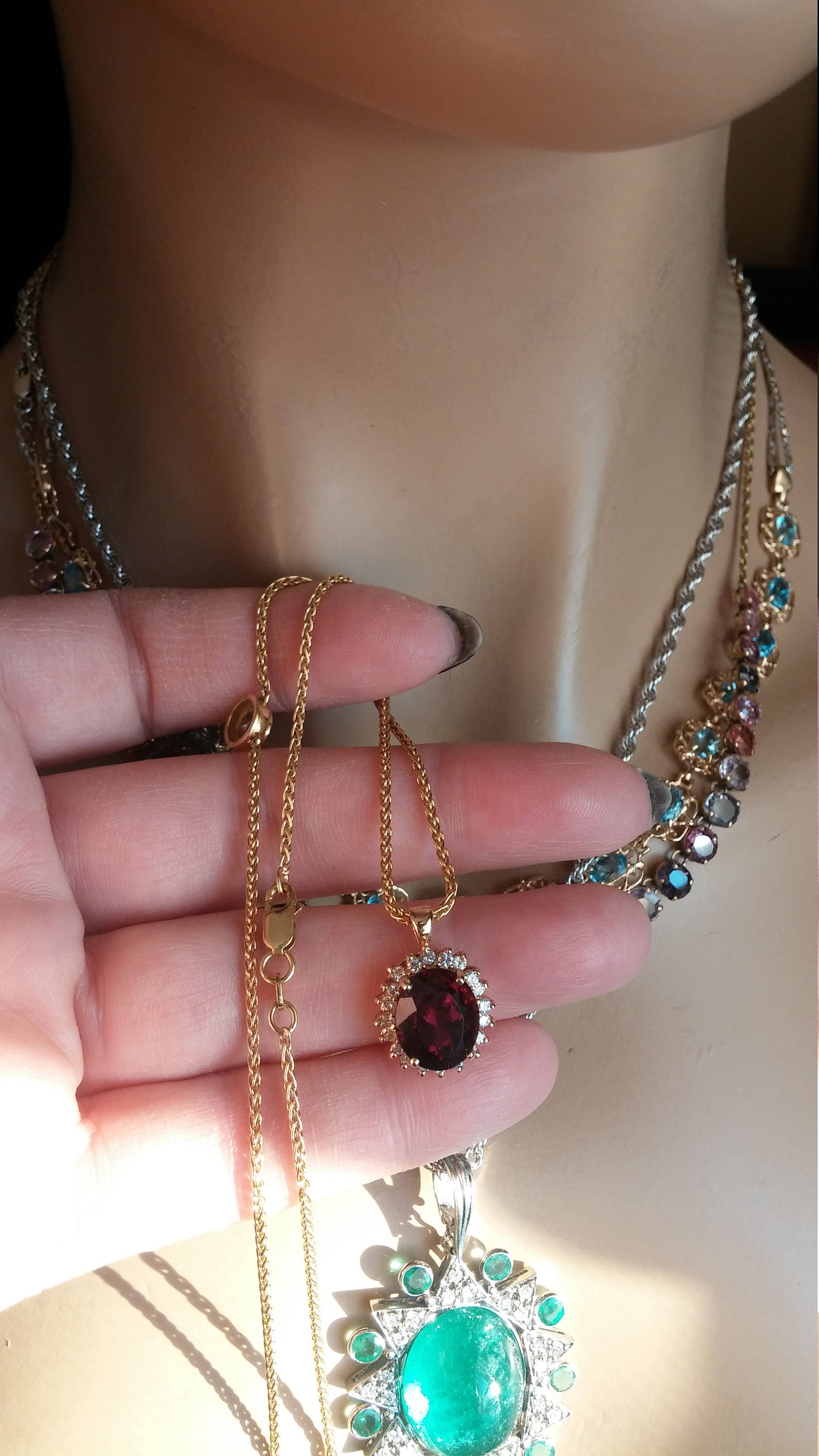 14k Gold Diamond Garnet Pendant - Etsy