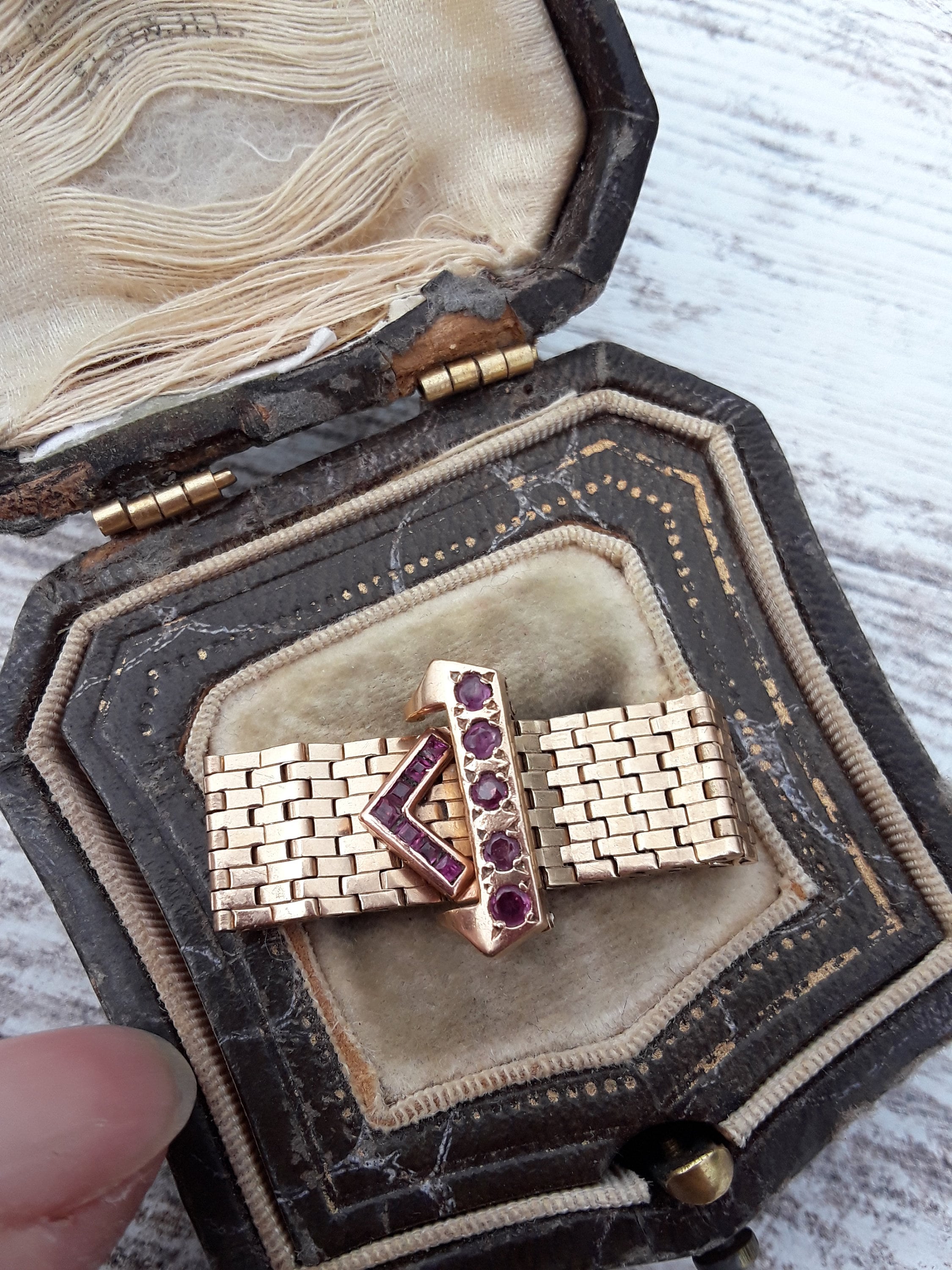 14k Gold Rubies Buckle Retro Mesh Ring Wedding Engagement | Etsy