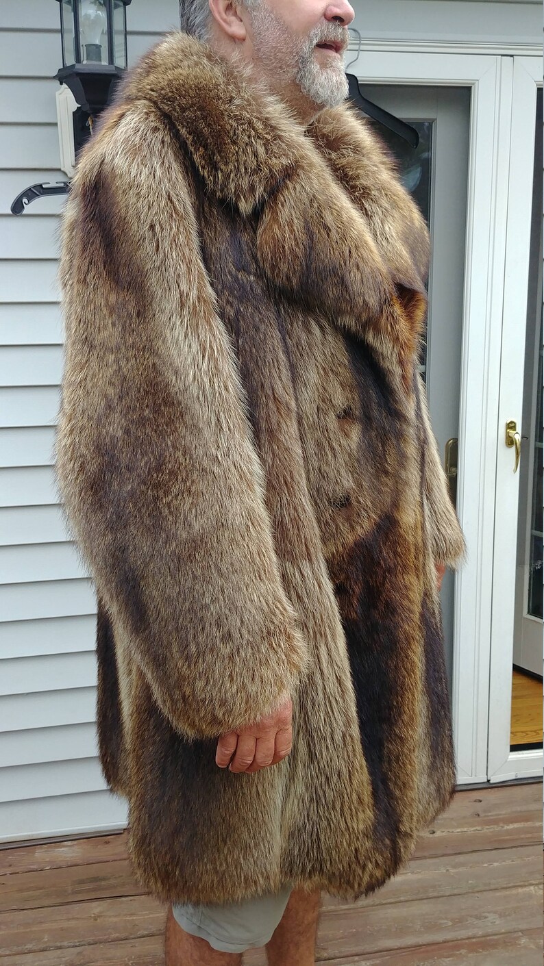 Raccoon Men's Fur Coat FULL PELTS XXL Long Perfect Rare - Etsy