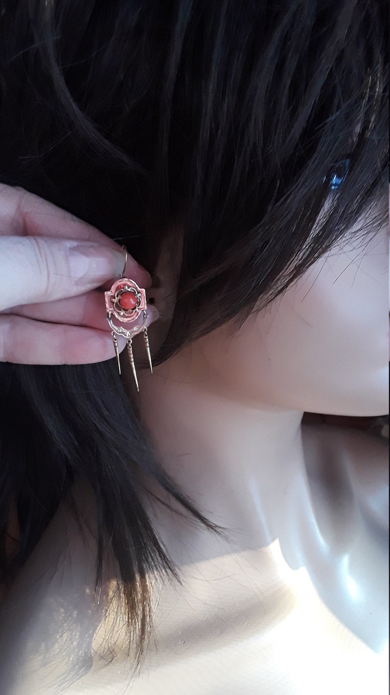 Victorian 14k 10k Gold Natural Salmon Coral Tassel Dangle - Etsy