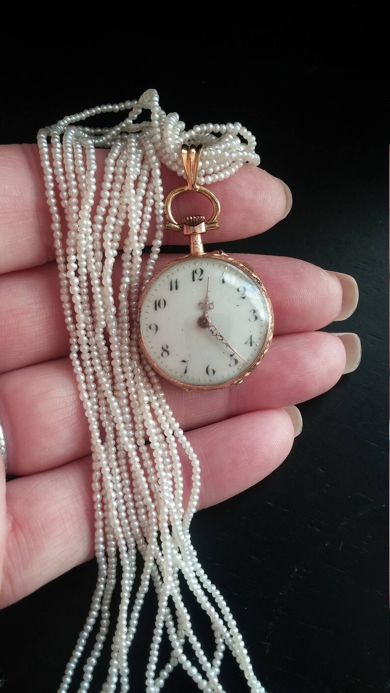 Victorian 14k Gold Enamel Watch Pendant Necklace Exeprional | Etsy
