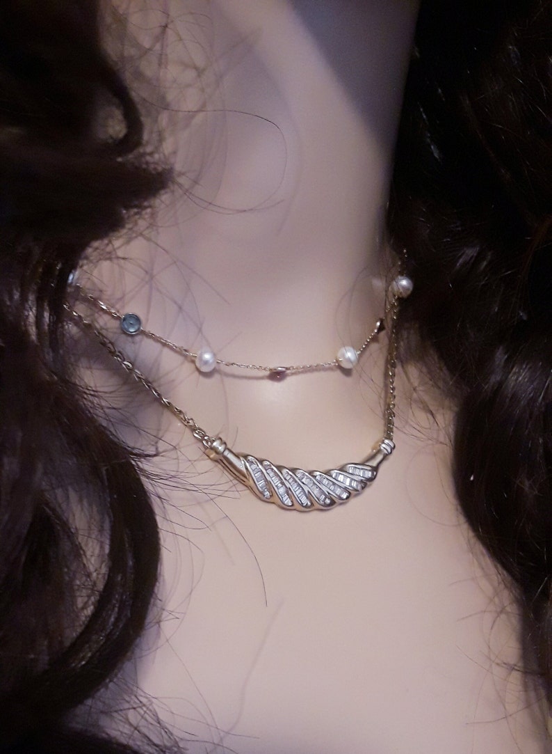 14k Gold 2ct Baguette Diamond Necklace Fabulous 11.2 Grams - Etsy
