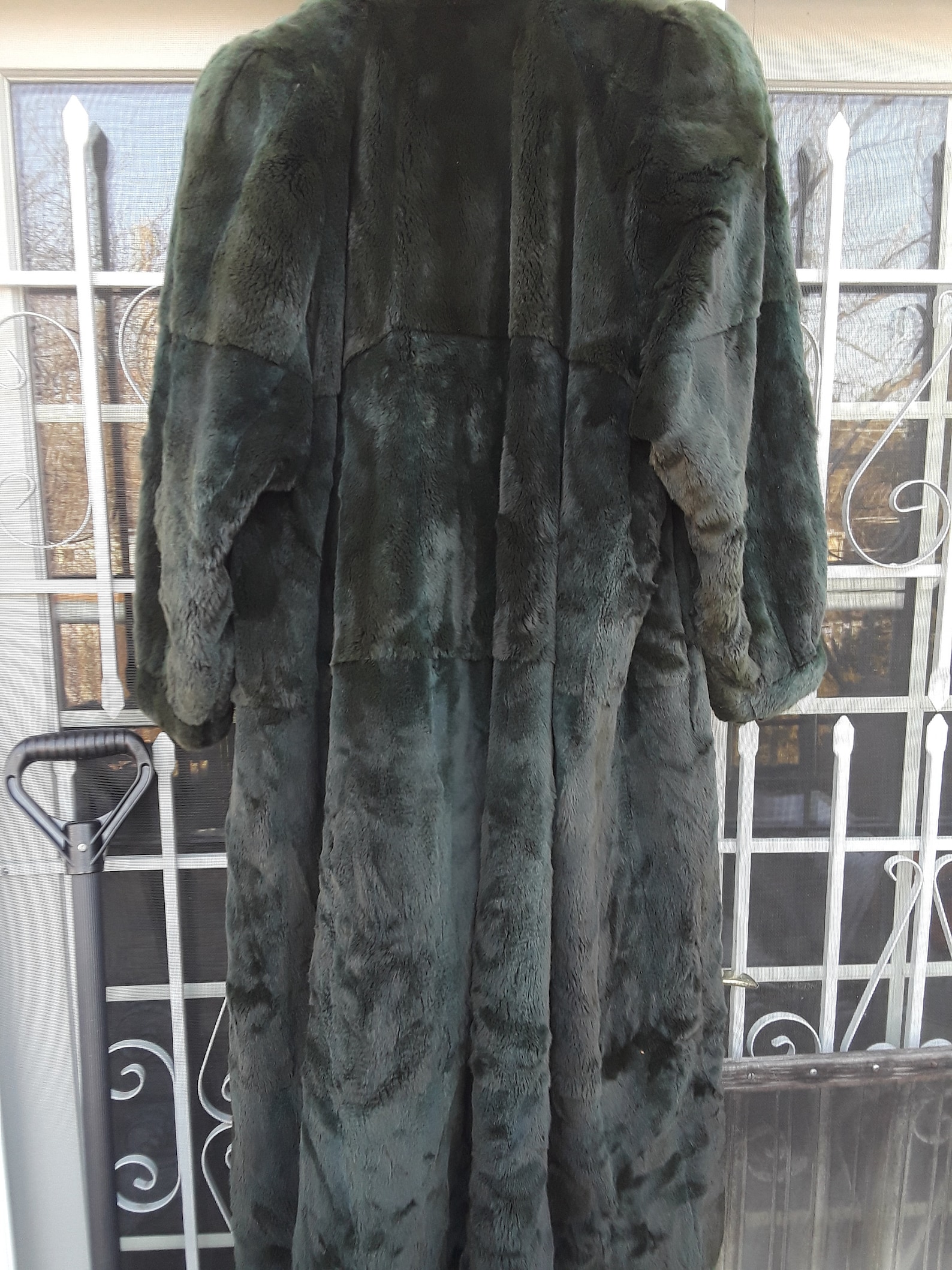 Natural Fur Coat Long Dark Green Color L XL - Etsy