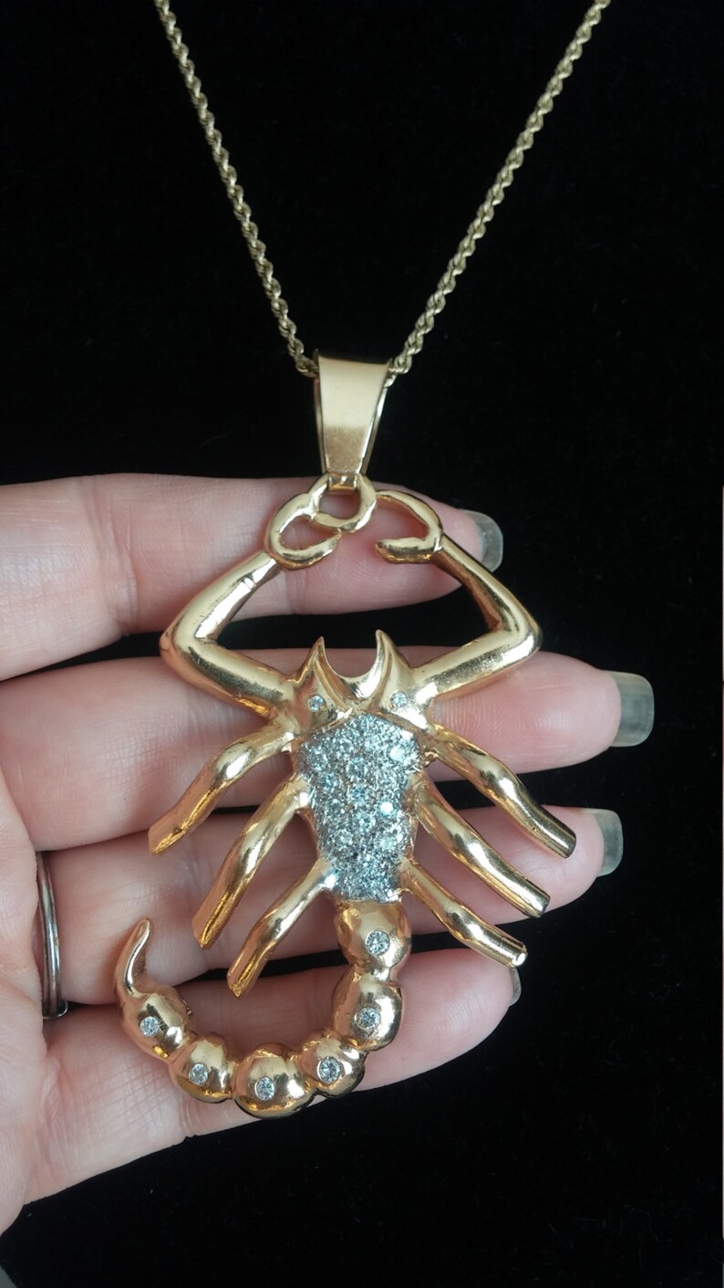 14k Gold 1ct Diamond Scorpion Pendant 56 Grams Unique ONE OF A KIND ...