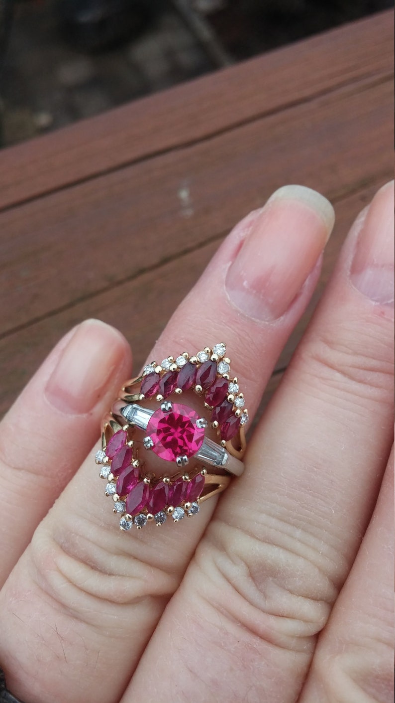 14k Gold Diamond Ruby Ring Guard Wrap Wedding Engagement - Etsy