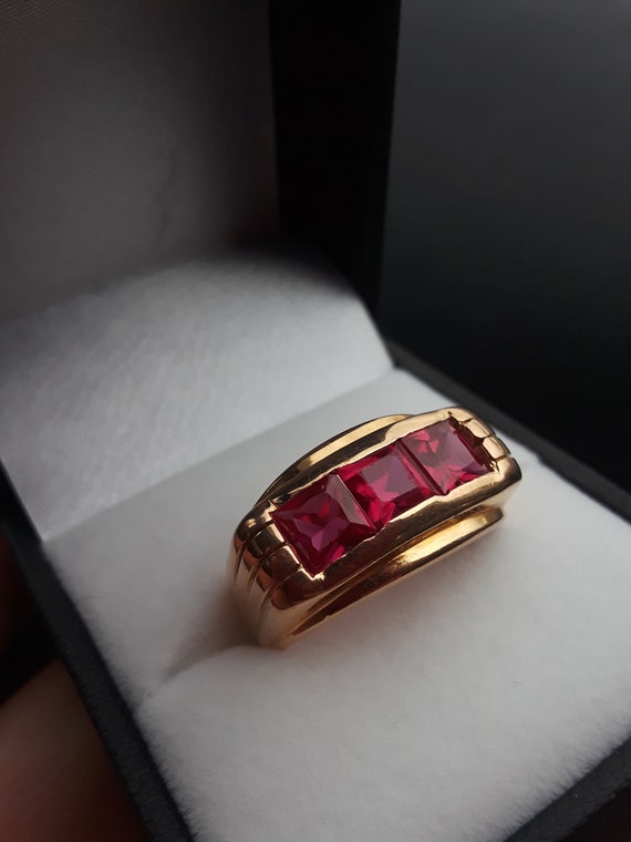 14k Gold Ruby Wedding Engagement Ring Band Unisex Pas… - Gem