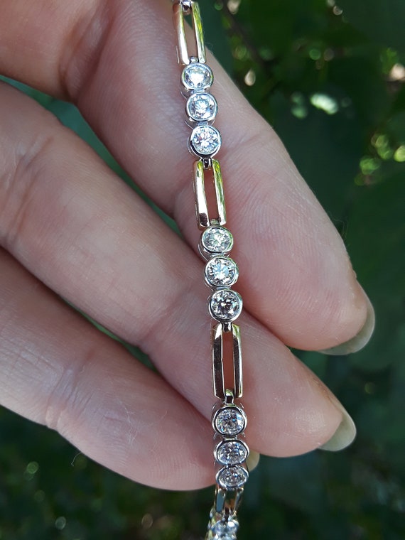 14k Gold 2.70ct Diamond Tennis Link Chain Bracelet Fa… - Gem