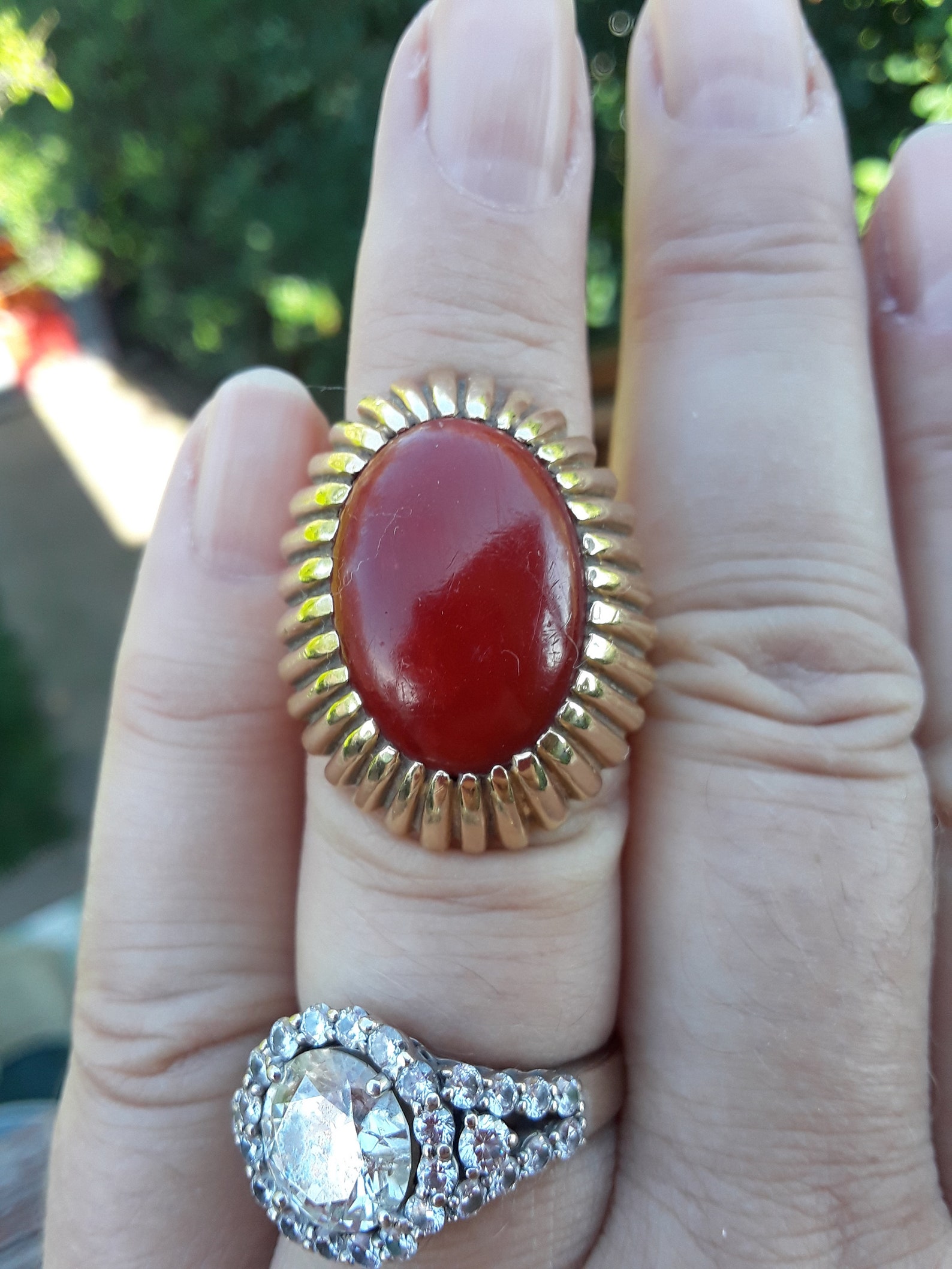 14k Gold Ox Blood Coral Ring 18 Grams | Etsy