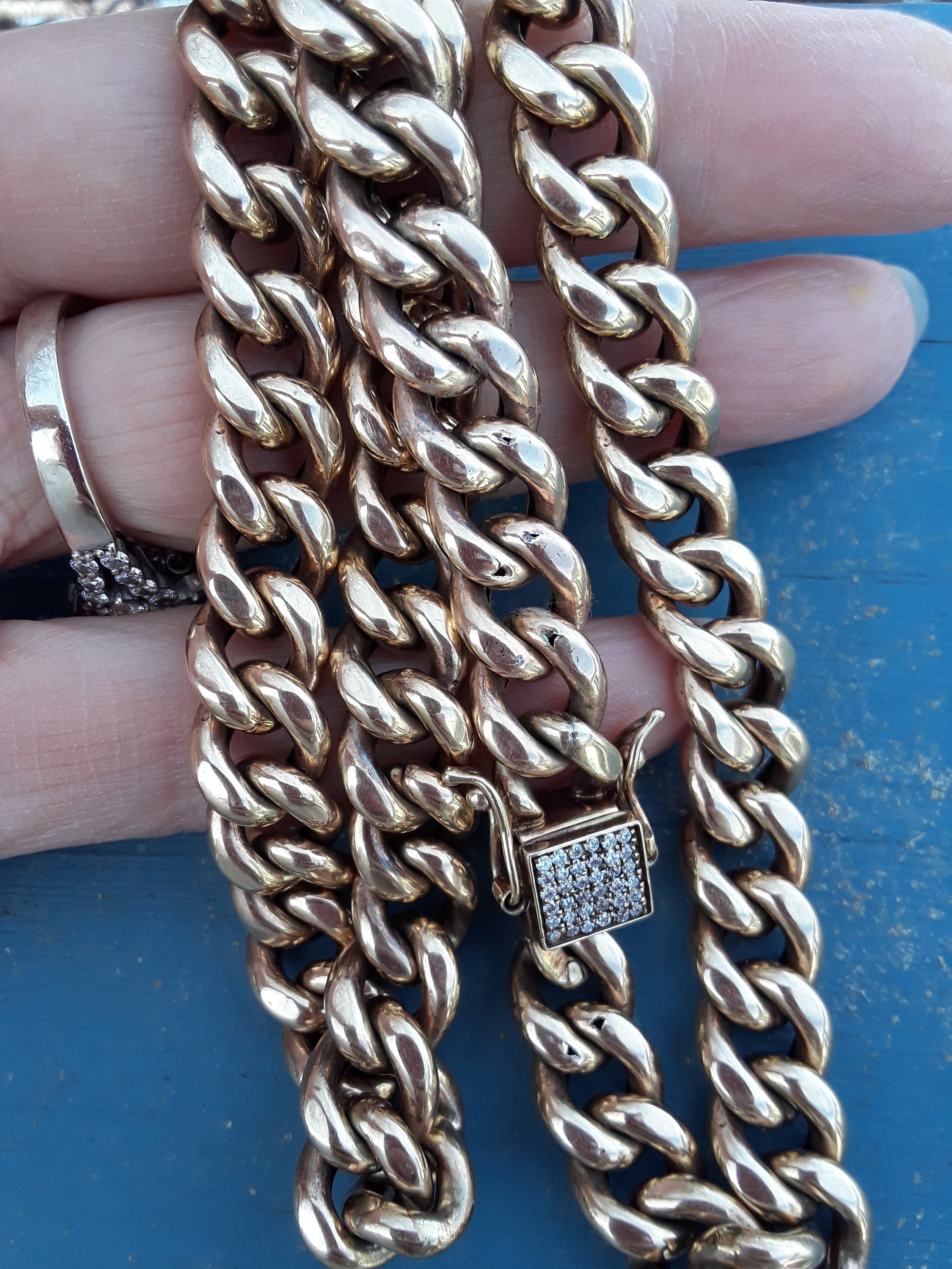 10k Gold Diamond Clasp Chain 55 Grams Fabulous Mens Chain UNISEX Chain ...