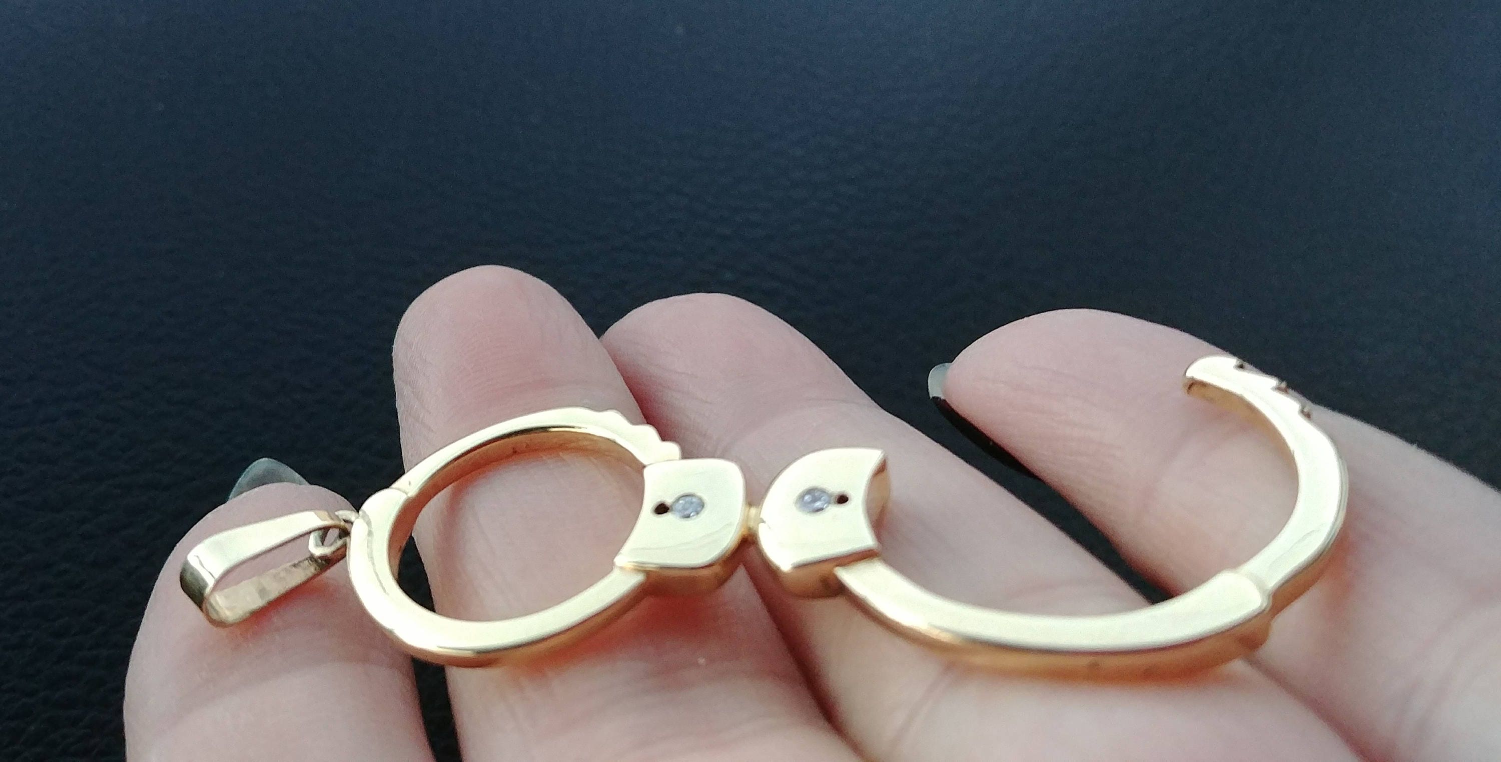 14k Gold Diamond Handcuffs Pendant One Of A King 10 Grams 2.5 | Etsy