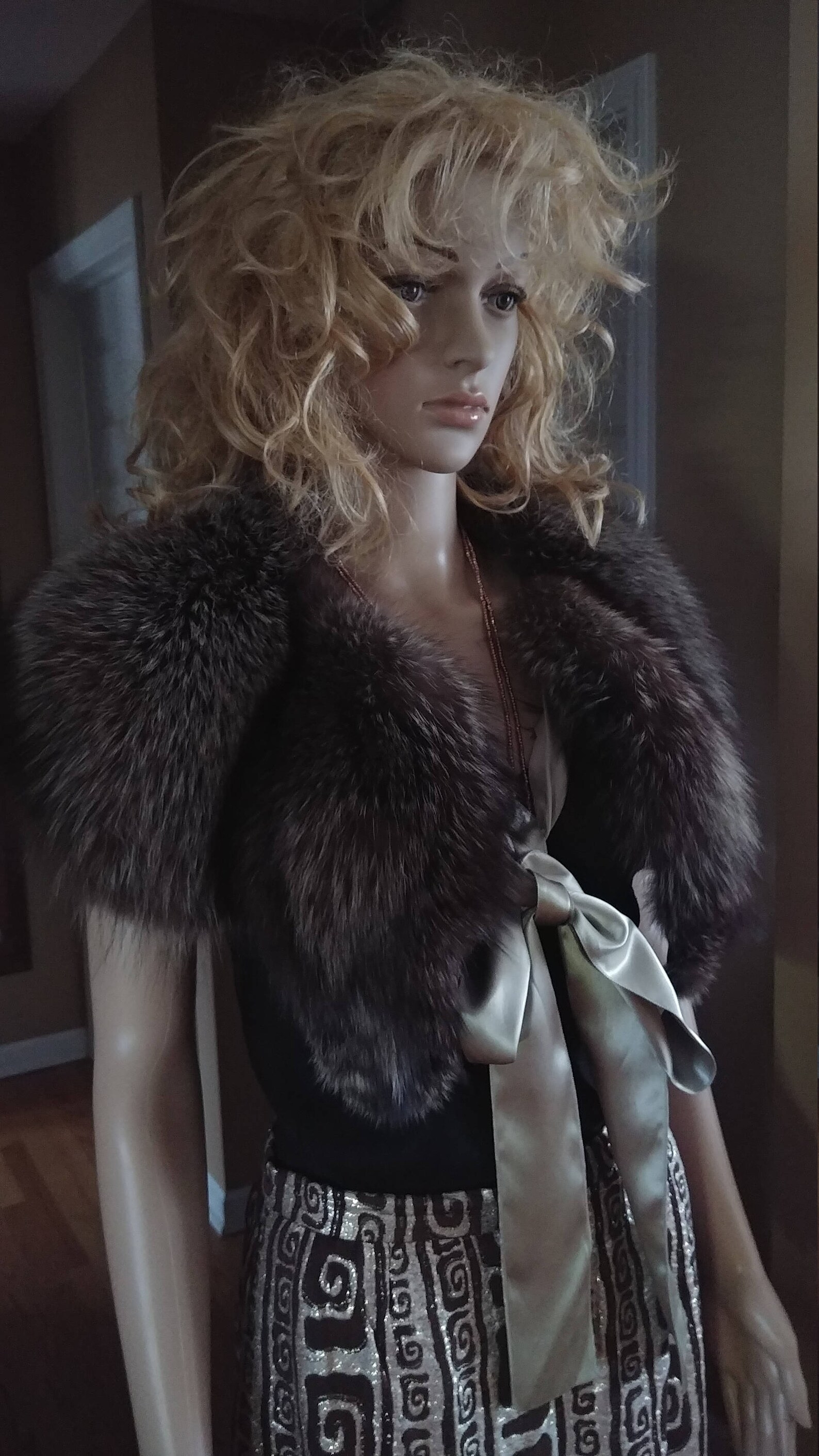 Fox Silver Black Fox Natural Fur Collar With a Straps - Etsy