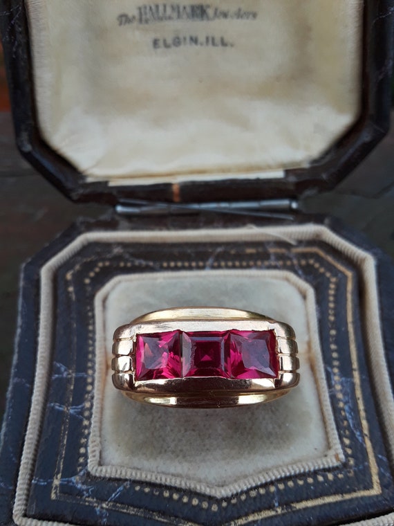 14k Gold Ruby Wedding Engagement Ring Band Unisex Pas… - Gem