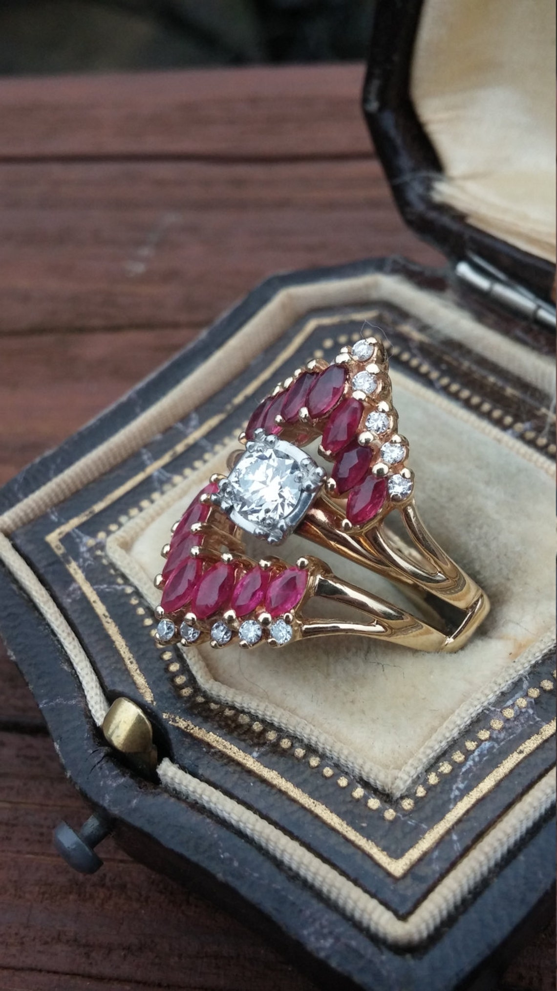 14k Gold Diamond Ruby Ring Guard Wrap Wedding Engagement | Etsy