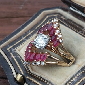 Buy 14k Gold Diamond Ruby Ring Guard Wrap Wedding Engagement Cocktail ...