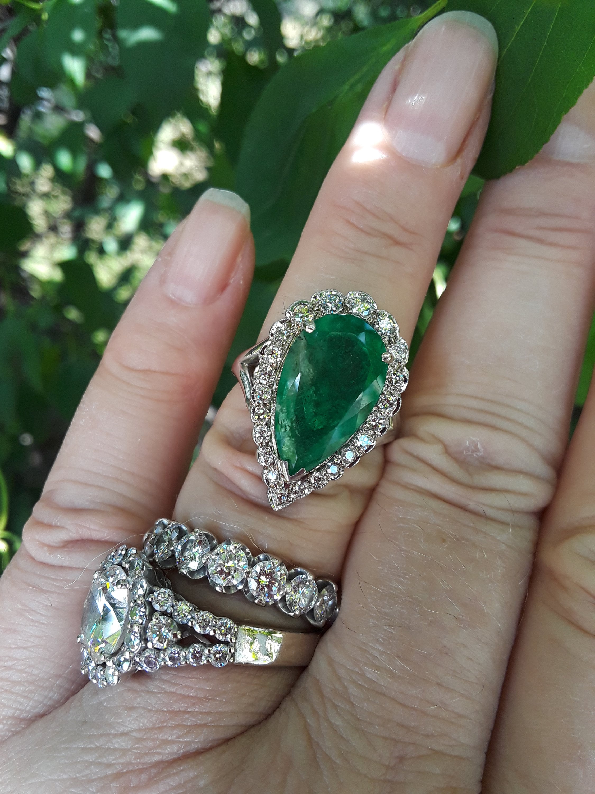 14k Gold Diamond Pear Shaped Colombian Emerald Wedding Engagement Cocktail Ring Fabulous One of A Kind Etsy