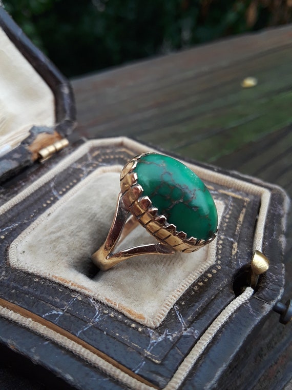 14k Gold Turquoise Ring Fabulous - Gem