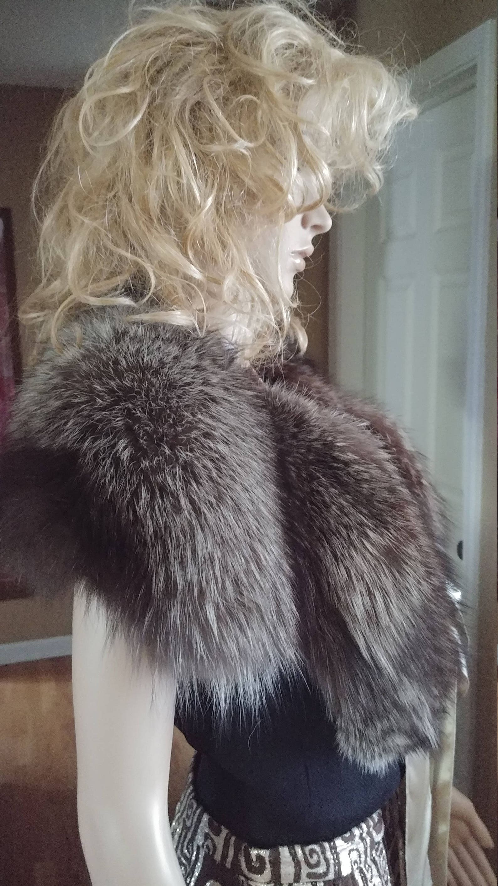 Fox Silver Black Fox Natural Fur Collar With a Straps - Etsy
