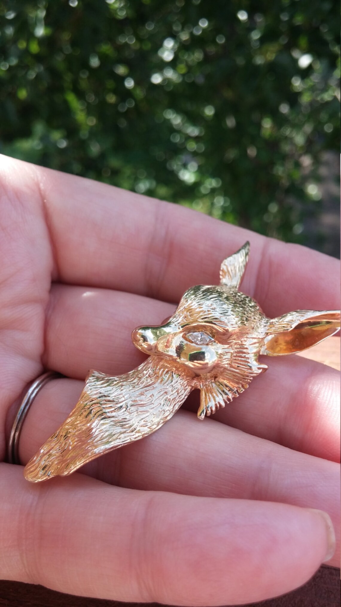 14k Gold Diamond Fox Brooch Pendant 12.8 Grams Rare Unique | Etsy