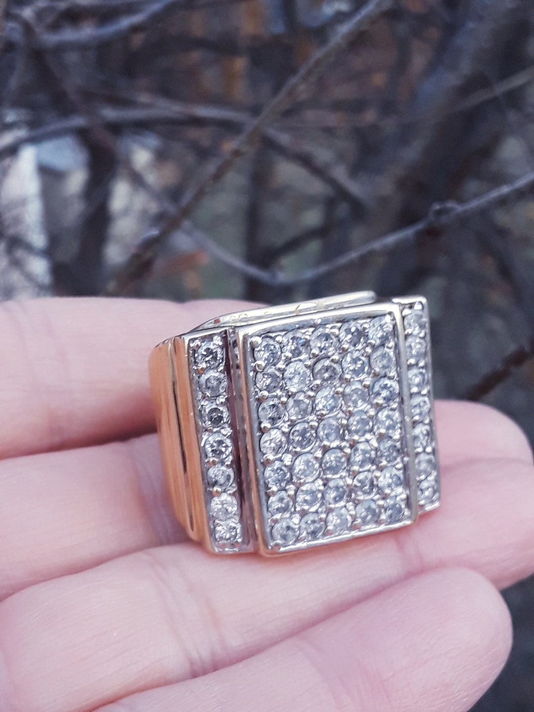 10k Gold 5ct Diamond Men's Huge Rind Wedding Statement Ring 28 Grams - Etsy