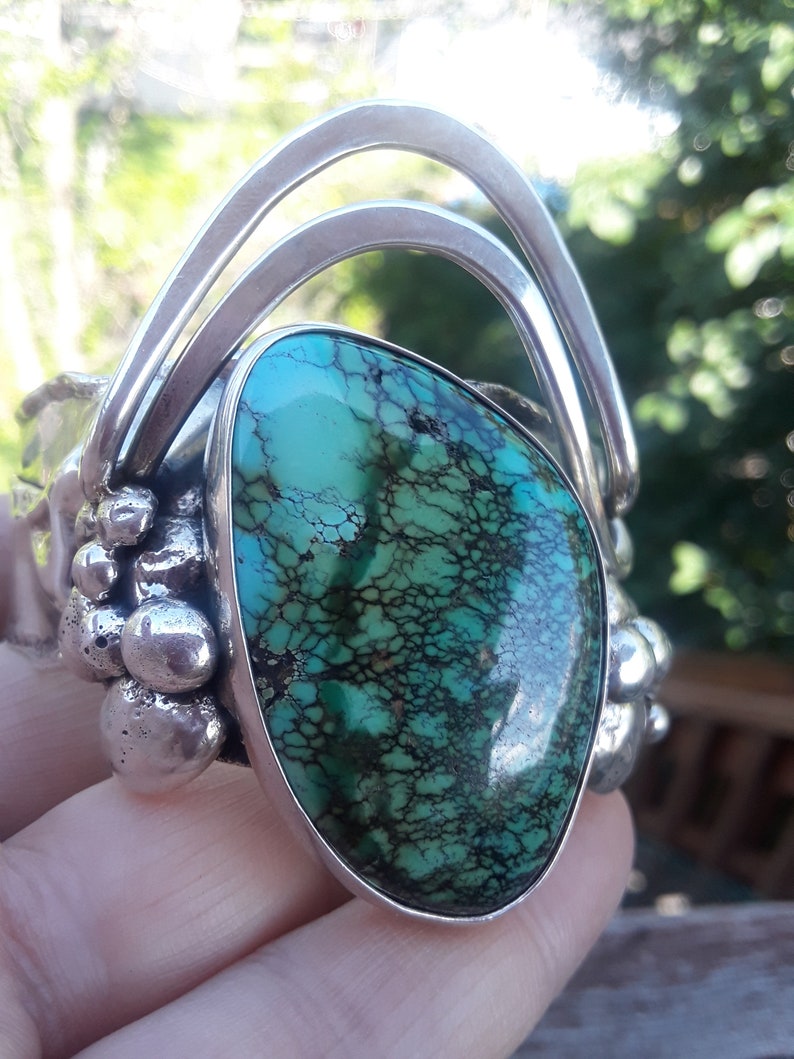 Sterling Silver Turquoise Bangle Bracelet Fabulous Huge 71 - Etsy