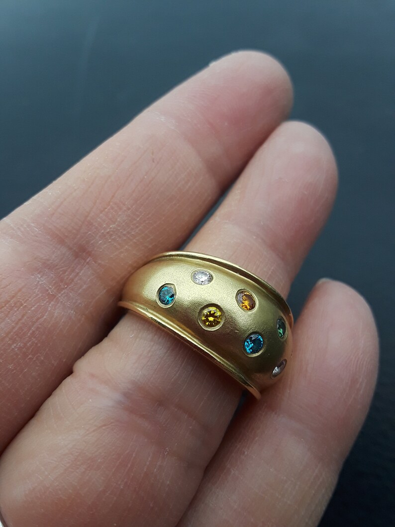 18k Gold Multi Color Diamonds Wedding Engagement Cocktail Ring - Etsy