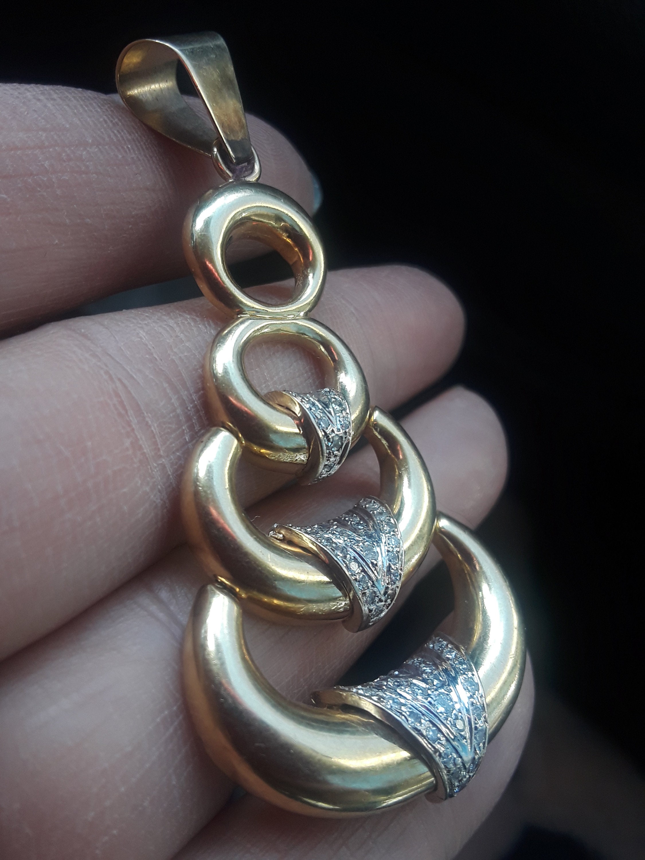 14k Gold Diamond Dangling Pendant 17 Grams Fabulous - Etsy