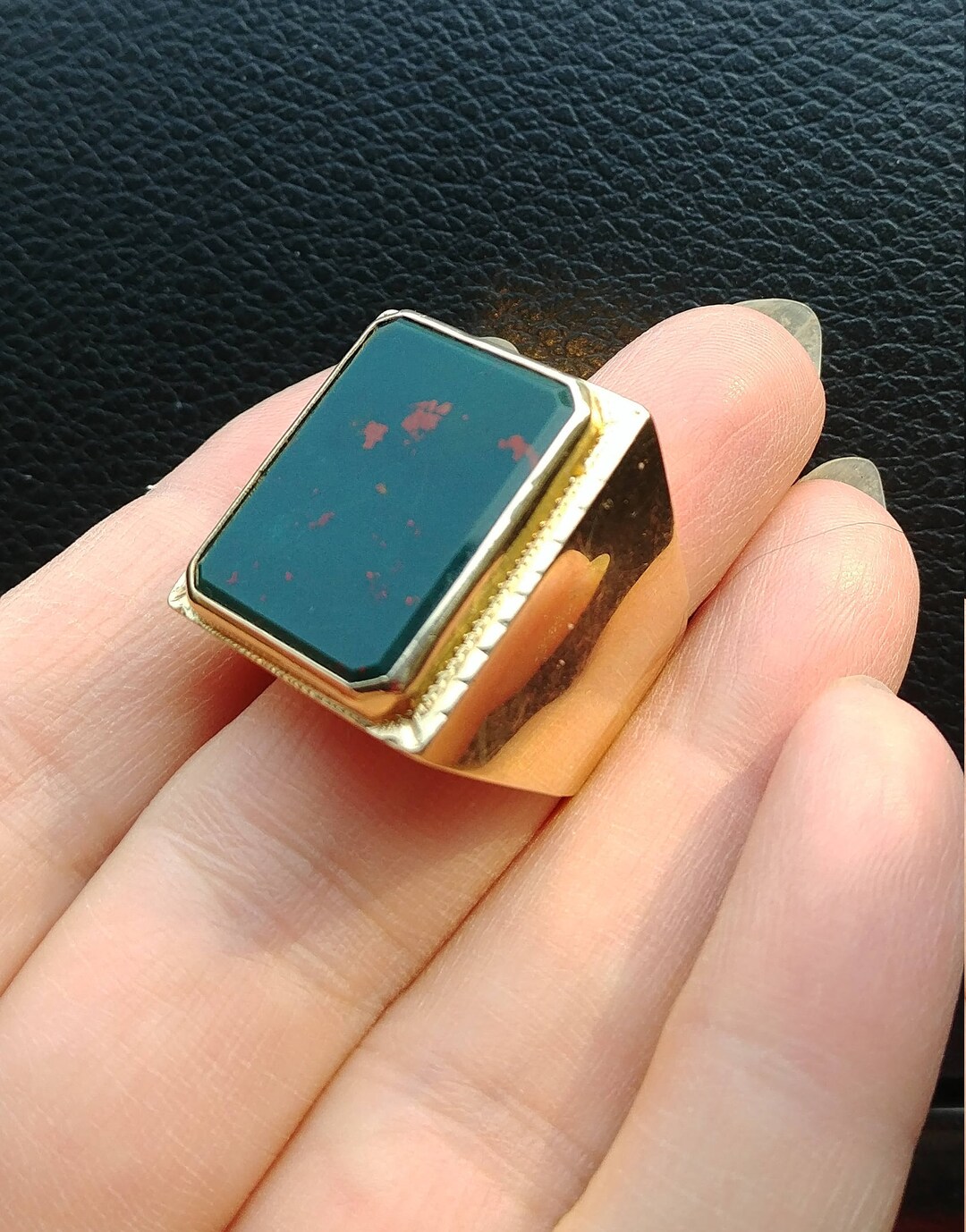 14k Gold Bloodstone Men's Ring Vintage One of A Kind 17 Grams - Etsy