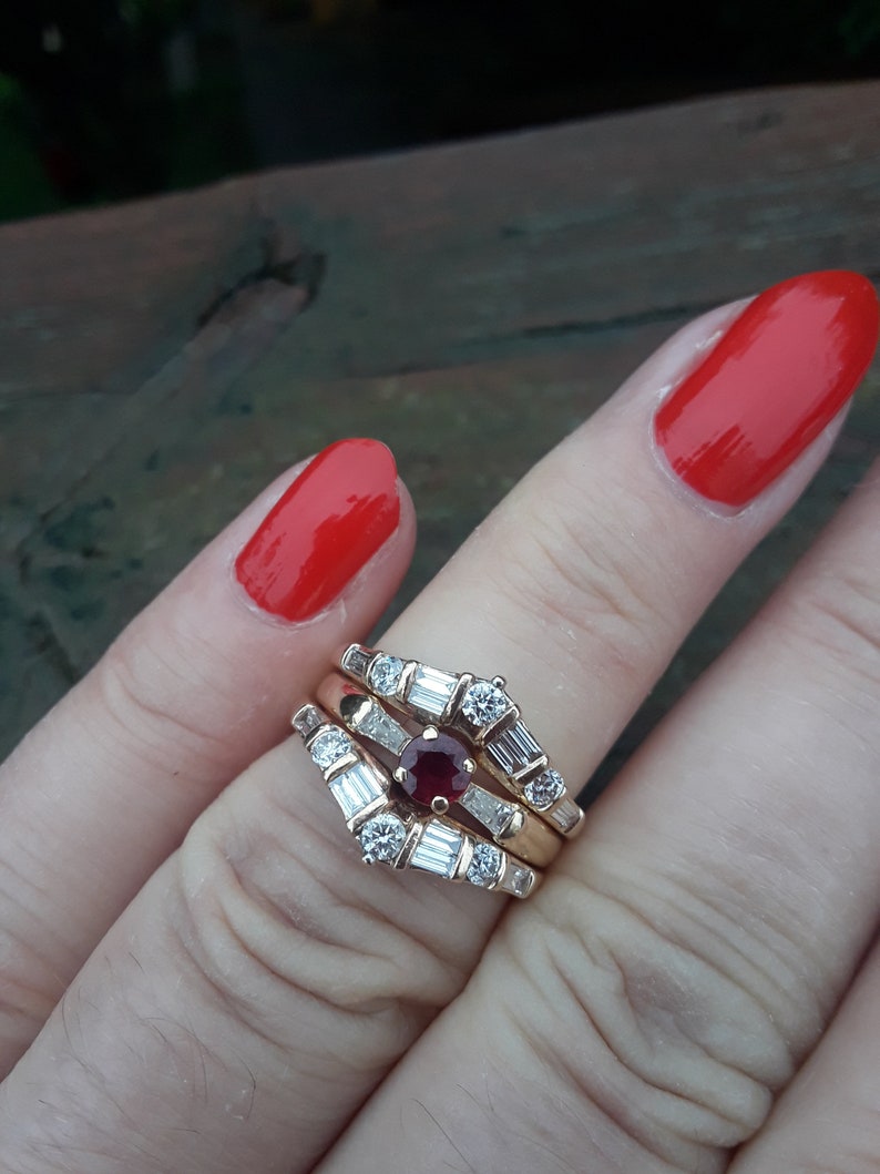 14k Gold Baguette Round Diamond Guard Setting Semi Mount | Etsy