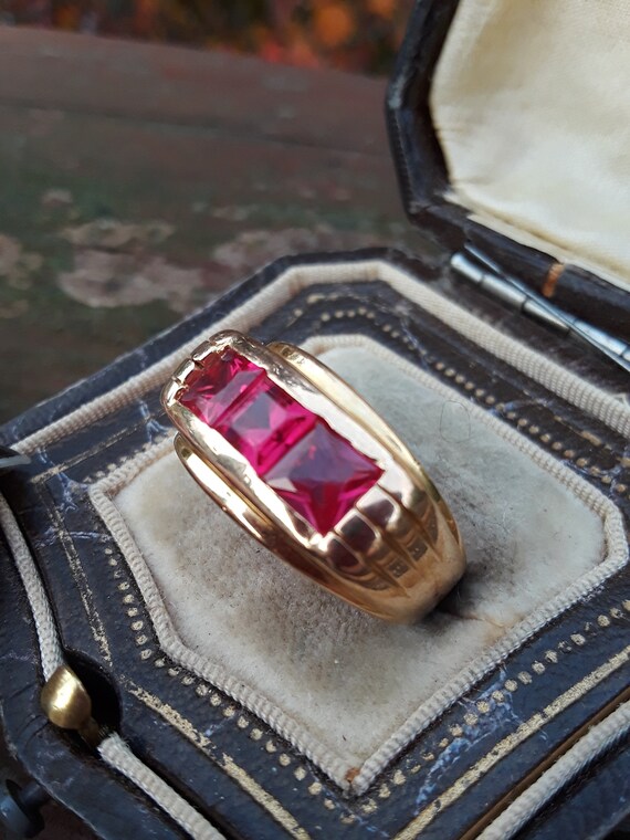 14k Gold Ruby Wedding Engagement Ring Band Unisex Pas… - Gem