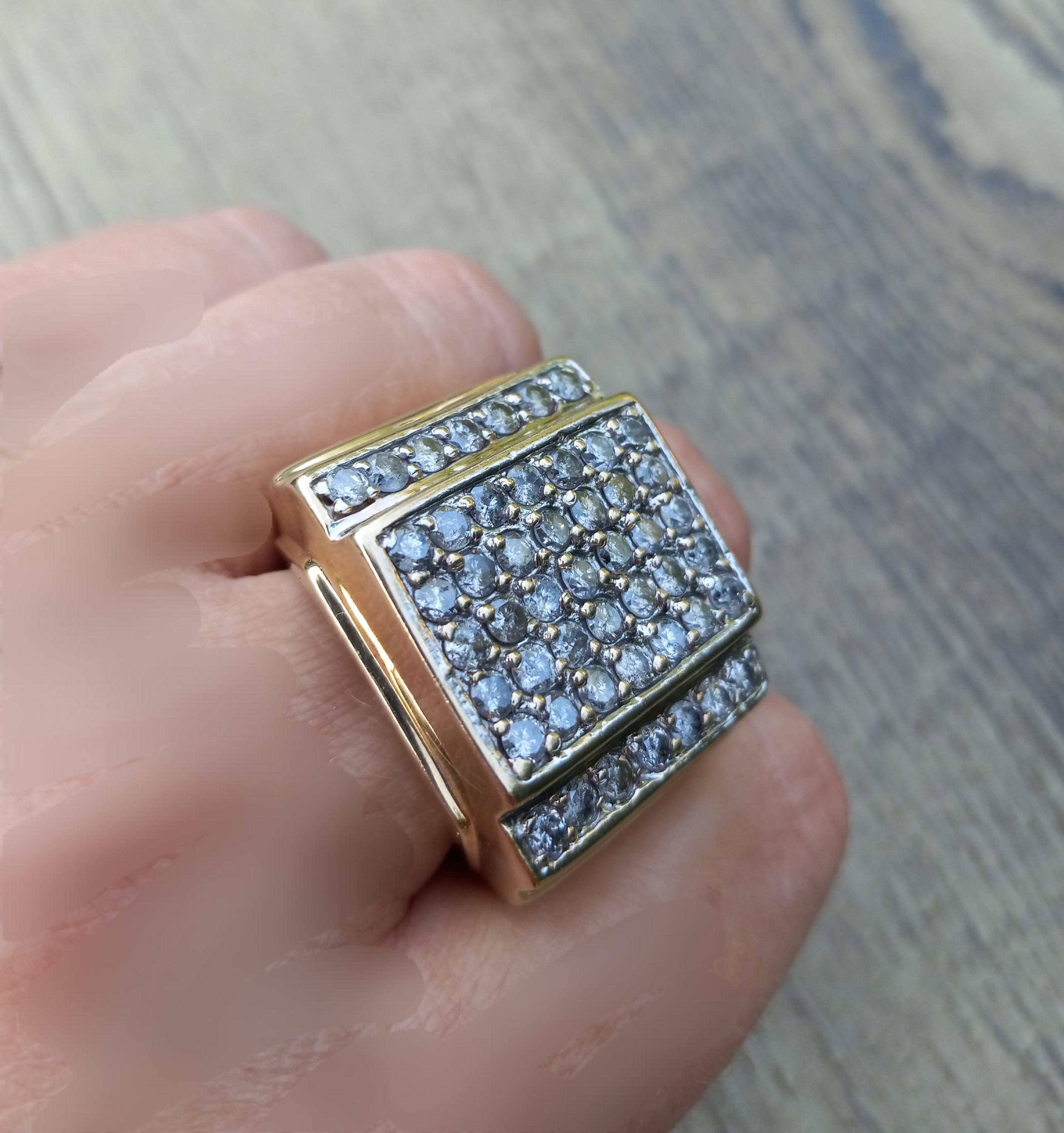 10k Gold 5ct Diamond Men's Huge Rind Wedding Statement Ring 28 Grams - Etsy