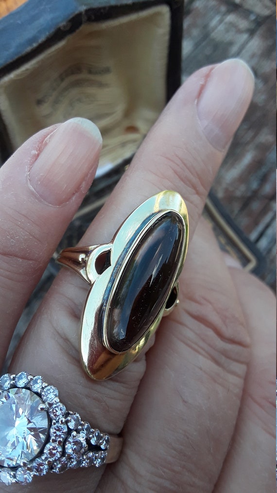 14k Gold Smoky Topaz Ring Stunning Fabulous - Gem