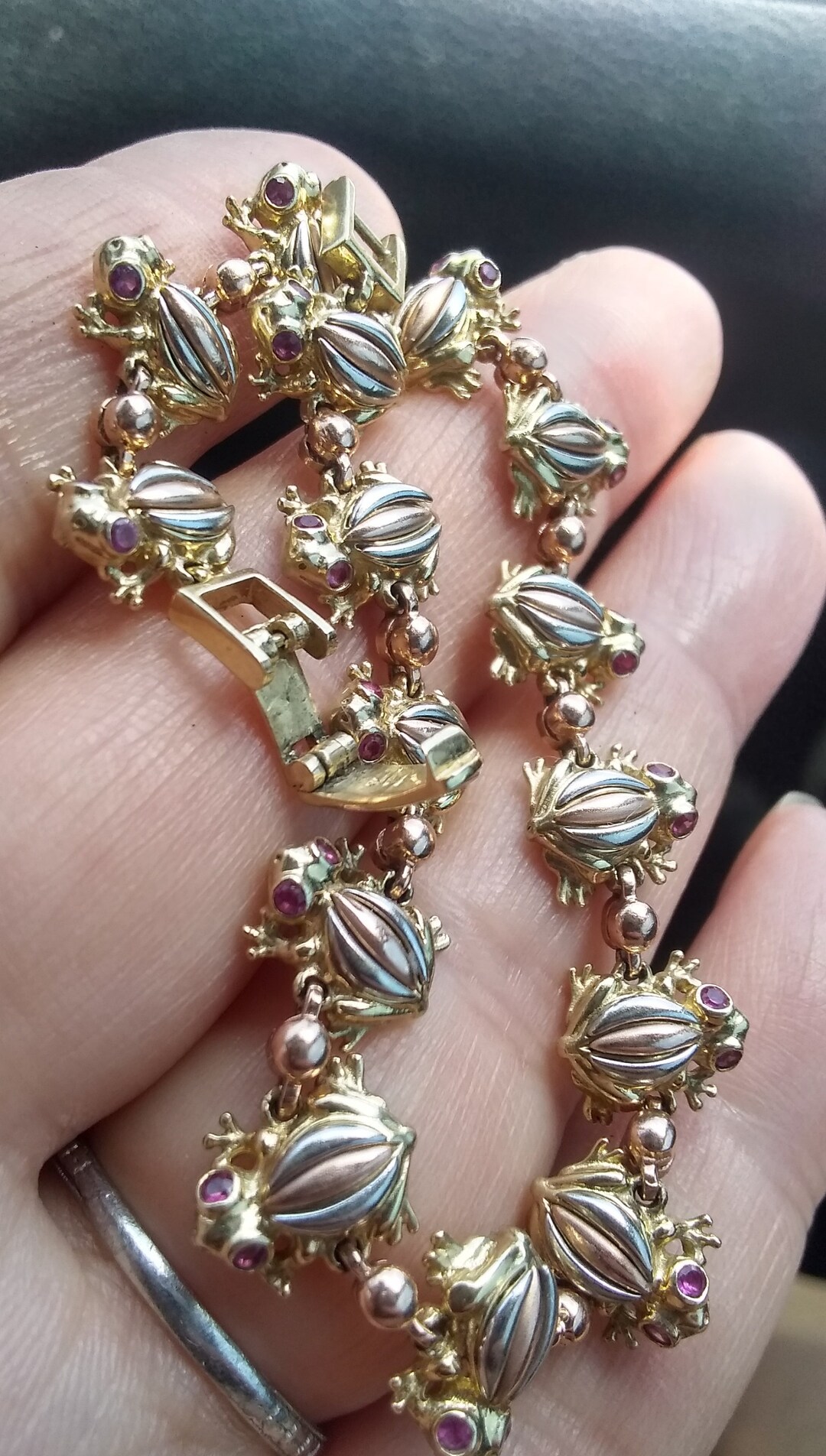 14k Gold Ruby Eyes Frogs Bracelet 18.5 Grams Rare Fabulous - Etsy