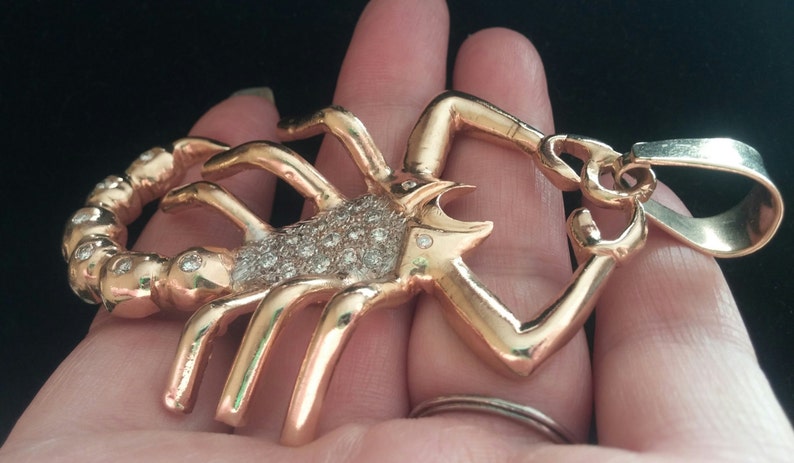 14k Gold 1ct Diamond Scorpion Pendant 56 Grams Unique ONE OF A - Etsy