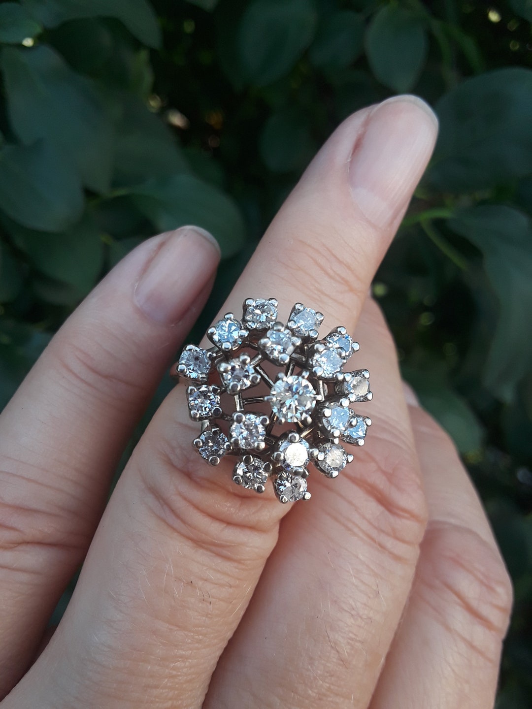 14k Gold 2ct Diamond Cluster Flower Design Ring Fabulous 10 Grams VIDEO ...