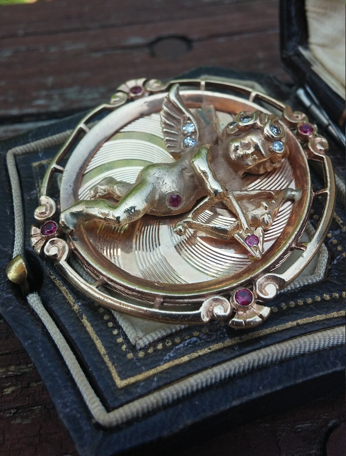 Antique 14k Gold Diamond Ruby Cupid Pengant 22.4 Grams - Etsy