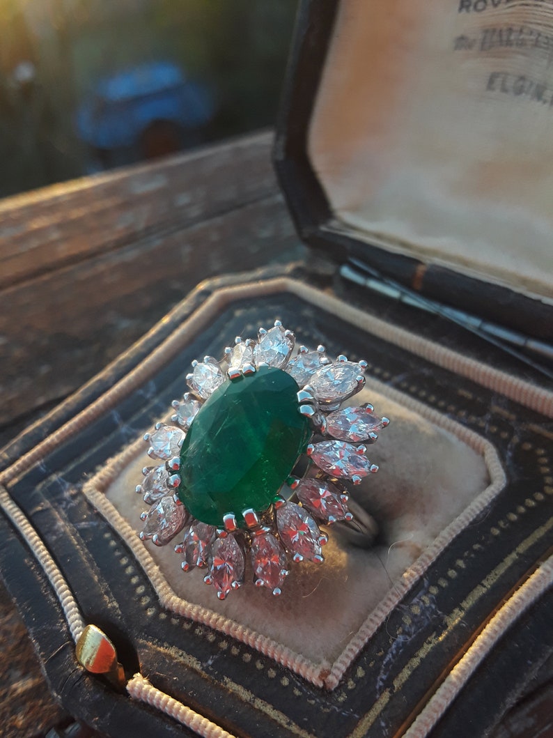 14k Gold 7.50ct Diamond Colombian Emerald Wedding Engagement | Etsy