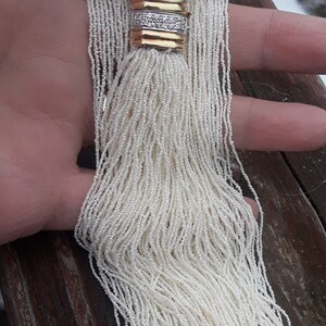 Victorian 1mm Seed Pearl 14k Gold Diamond Clasp 90 Strands Necklace ...