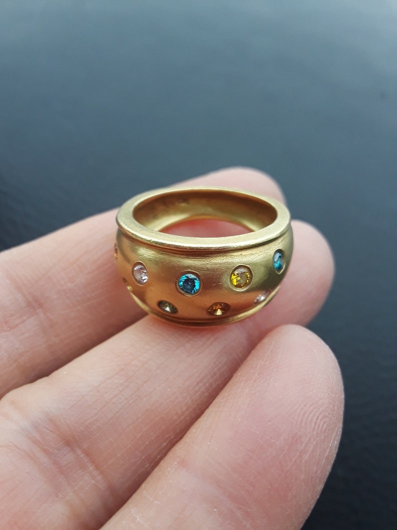 18k Gold Multi Color Diamonds Wedding Engagement Cocktail Ring | Etsy