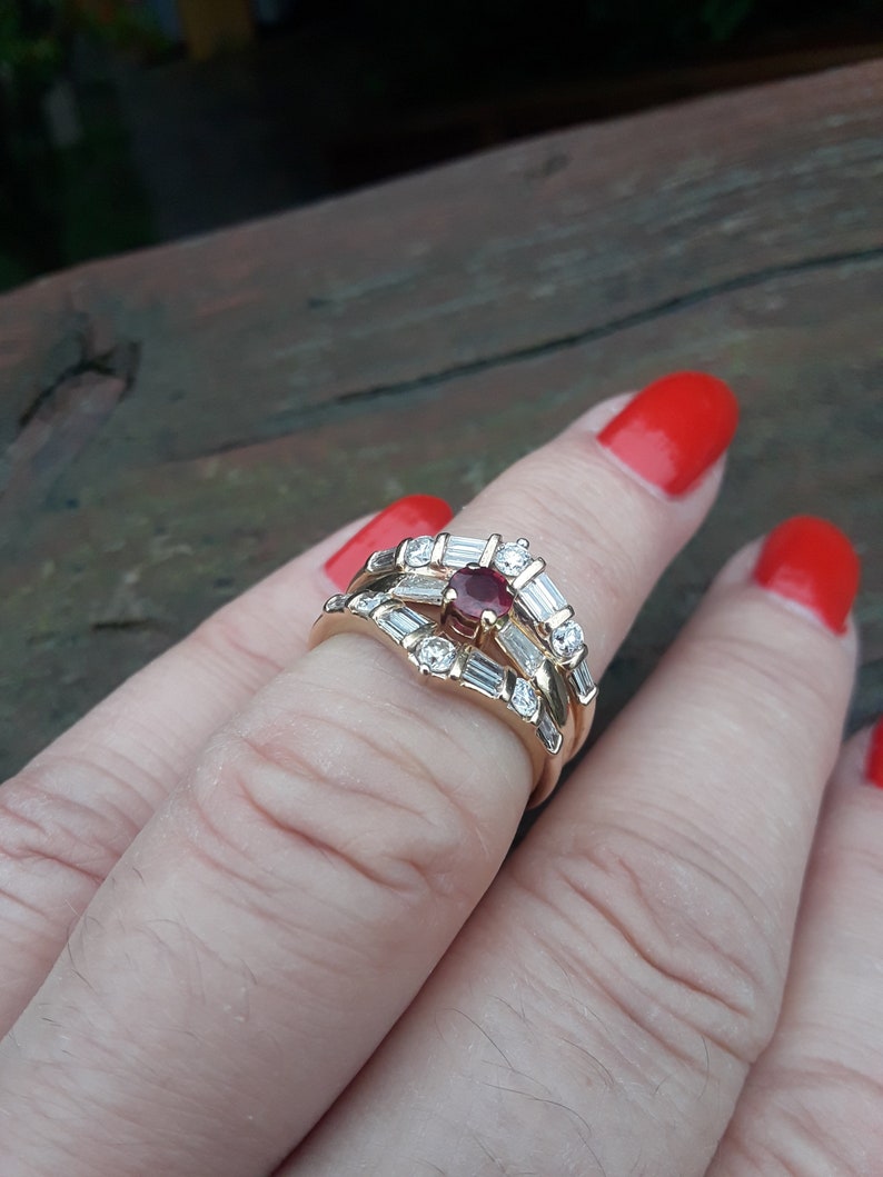 14k Gold Baguette Round Diamond Guard Setting Semi Mount | Etsy