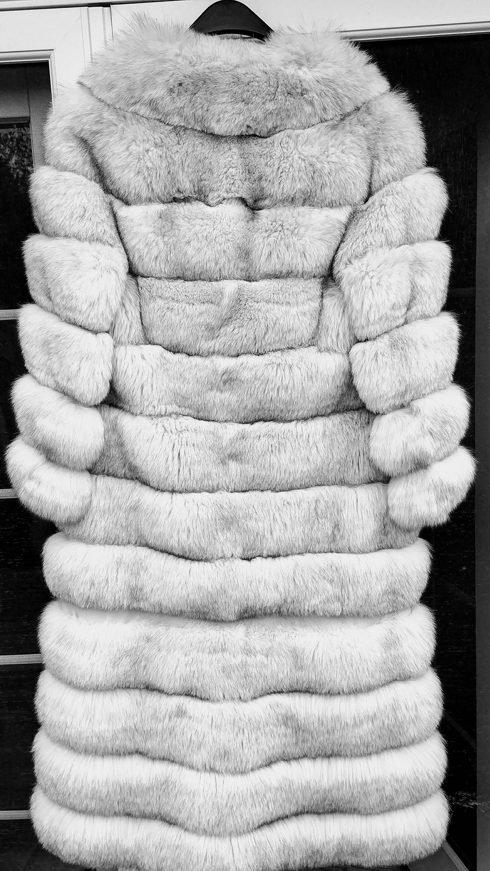Fox Blue White Natural Fox Fur Coat/ Jacket Extended Size M | Etsy
