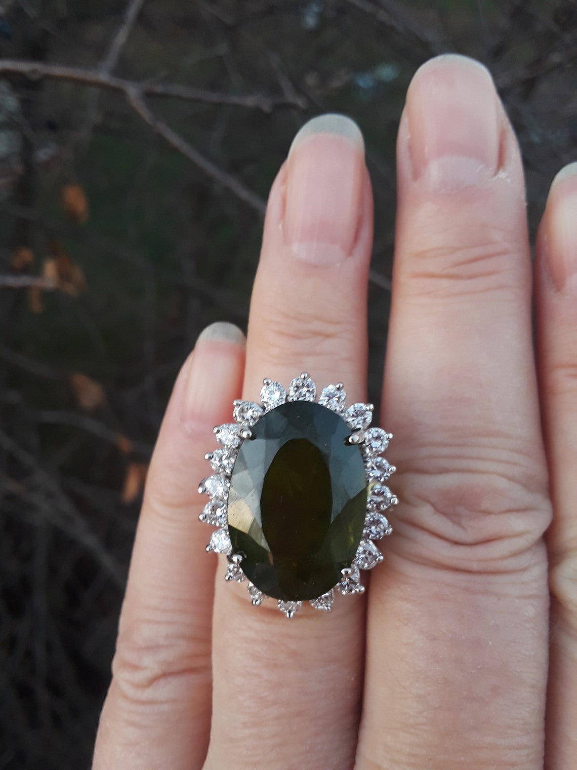 14k Gold 40ct Natural Peridot 1.50ct Diamond Wedding Engagement ...
