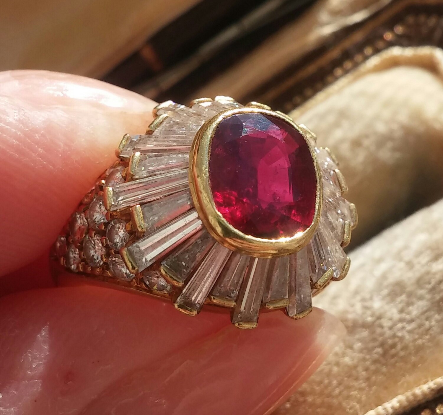 18k Gold 5ct Diamond Ruby Wedding Engagement Cocktail Ring | Etsy