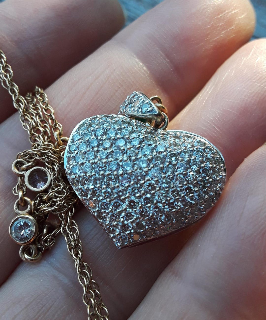 14k Gold 2ct Diamond Locket Heart Shaped Pendant Fabulous - Etsy