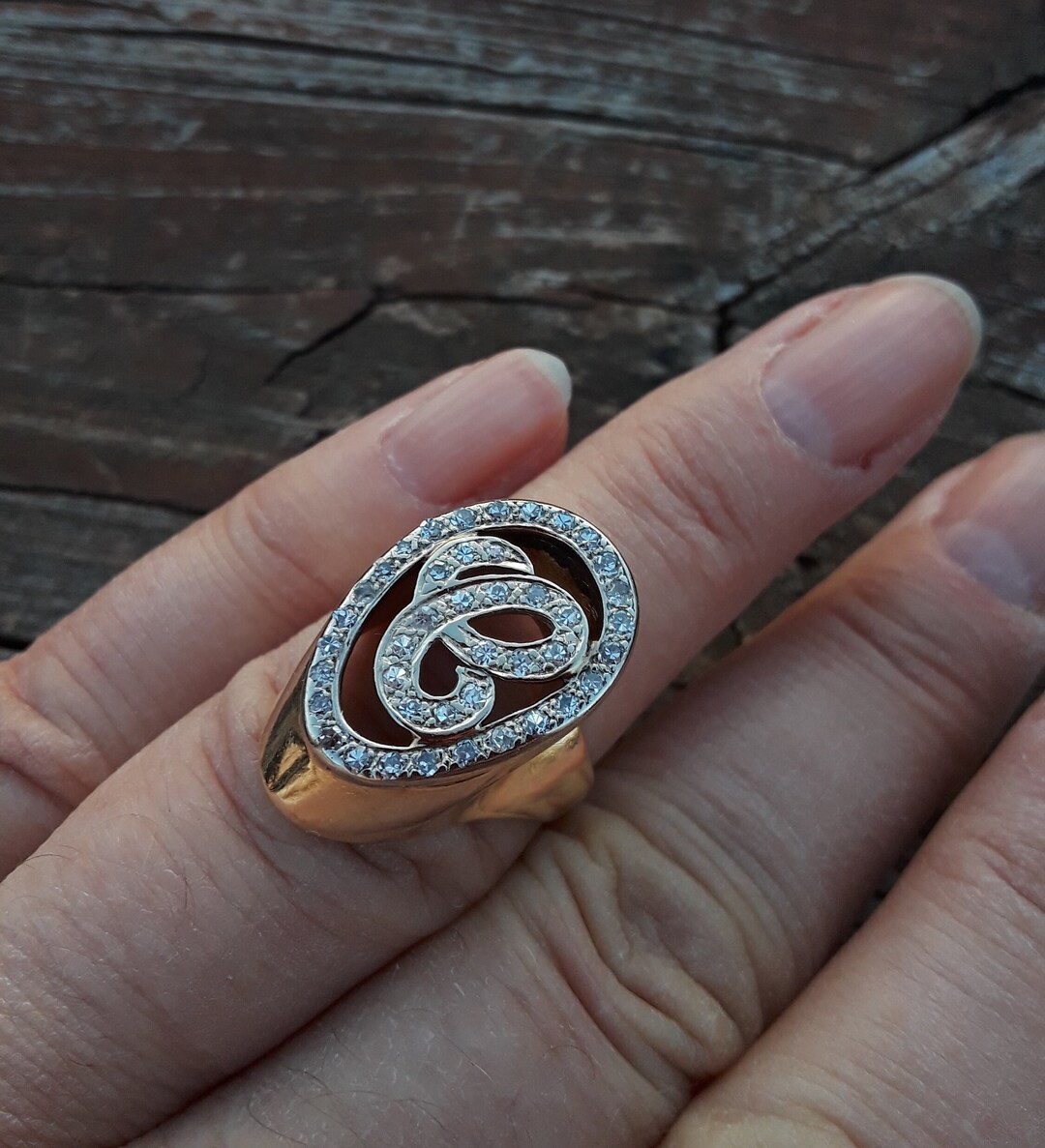 14k Gold Diamond Ring Letter Rare Design - Etsy