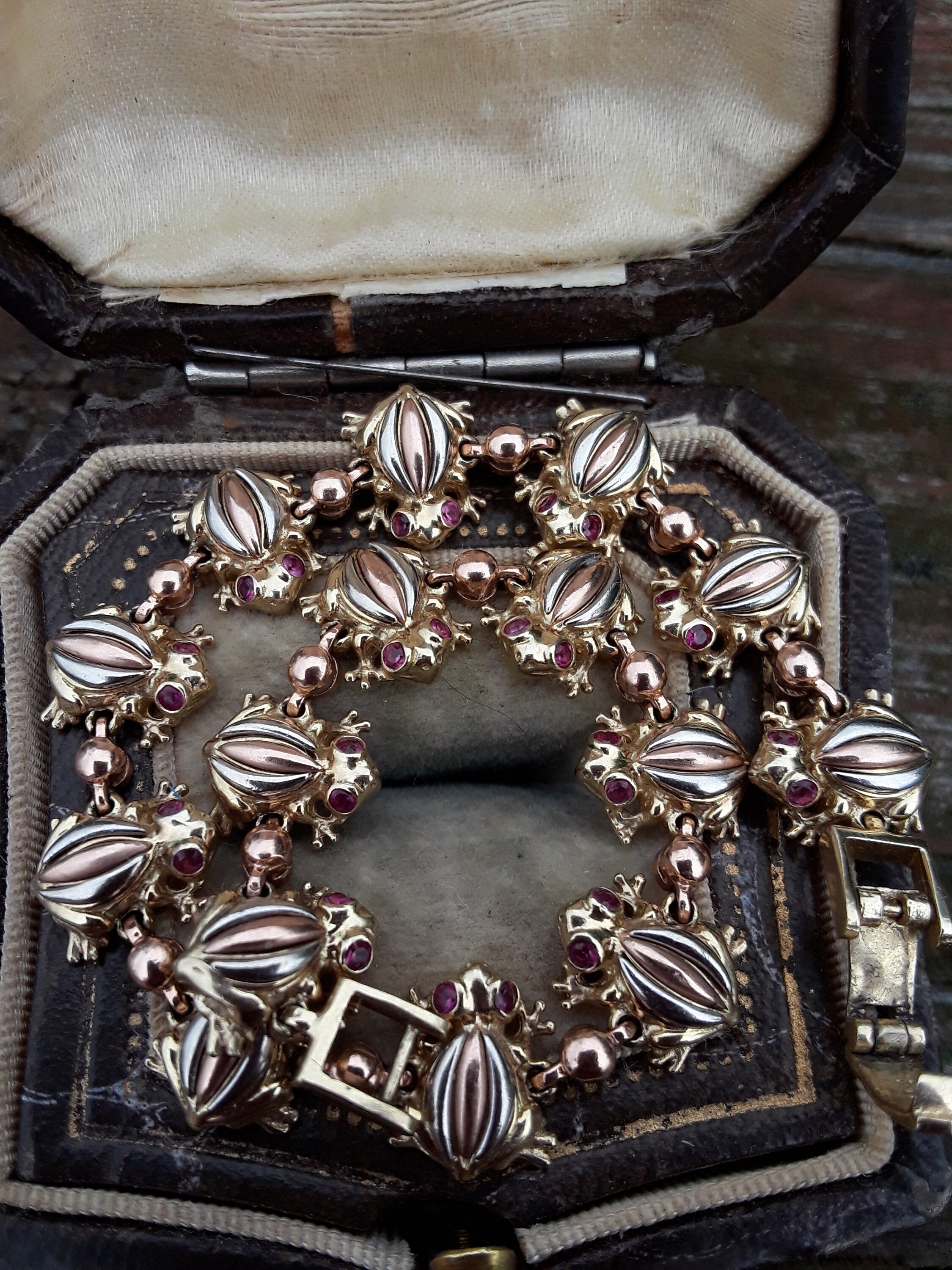 14k Gold Ruby Eyes Frogs Bracelet 18.5 Grams Rare Fabulous - Etsy