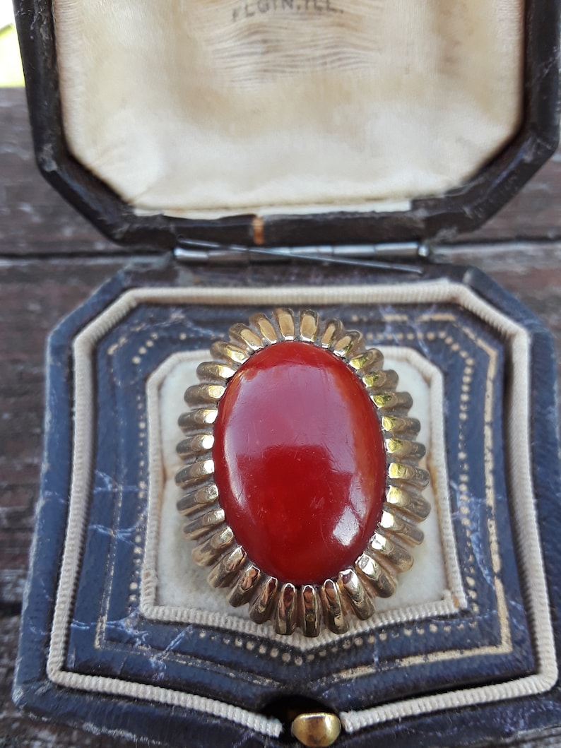 14k Gold Ox Blood Coral Ring 18 Grams | Etsy