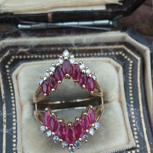 Buy 14k Gold Diamond Ruby Ring Guard Wrap Wedding Engagement Cocktail ...