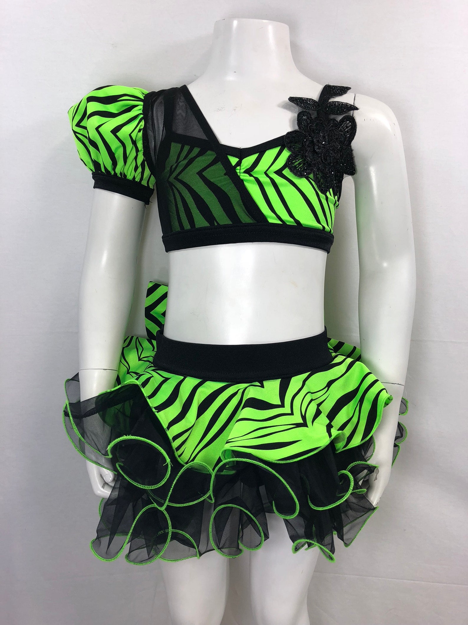 Green and Black Zebra Stripe, 2-piece Dance Costume, Ready to Ship, Tap ...