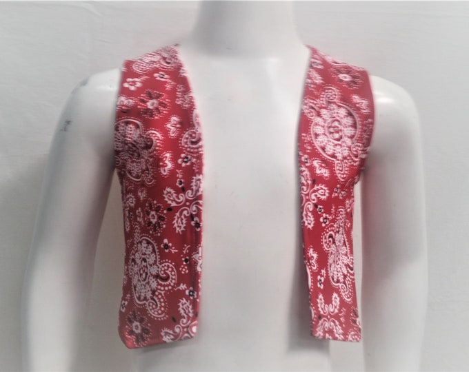 Red Bandanna Print Cowboy Vest for a Child, Western Crop Vest, Dance ...