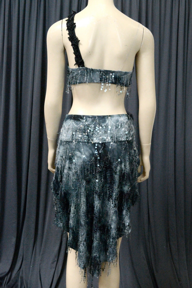 Grey and Black Dangle Sequin Lyrical Dance Costume, 2 Piece Set With ...
